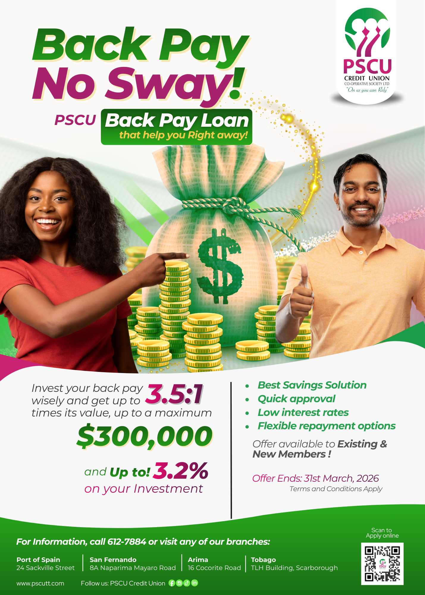 Back Pay Loan Promotion 2026 - PSCU Credit Union Co-Operative Society Ltd.